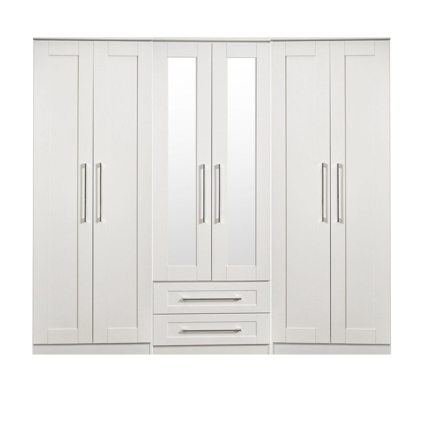 Bellamy Tall 6 Door 2 Drawer with Mirrors Wardrobe | Roseland