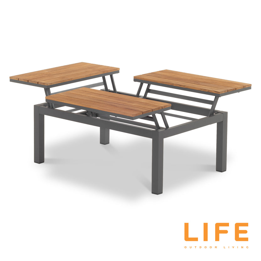 LIFE Soho Garden Lounge Sofa Set with Teak Lift Up Coffee Table