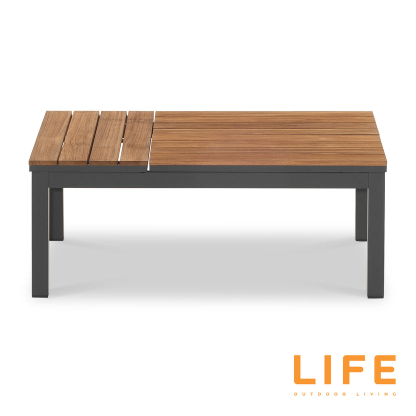 LIFE Soho Corner Garden Sofa Set with Teak Coffee Table & Side Tables