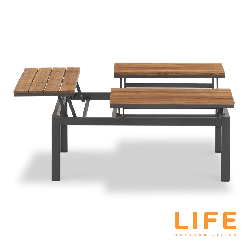 LIFE Soho Garden Lounge Sofa Set with Teak Lift Up Coffee Table