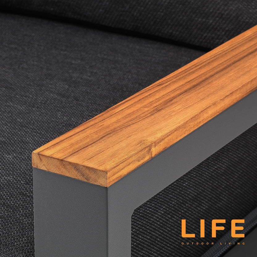 LIFE Soho Garden Lounge Sofa Set with Teak Lift Up Coffee Table