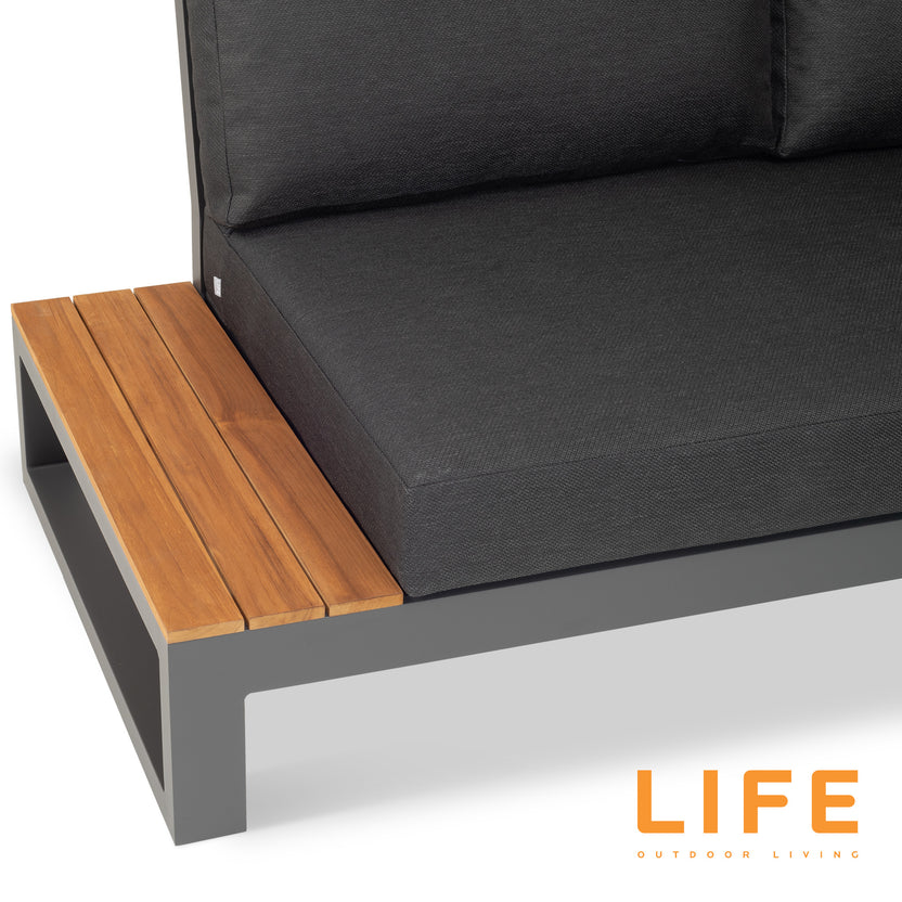 LIFE Soho Corner Garden Sofa Set with Teak Coffee Table & Side Tables